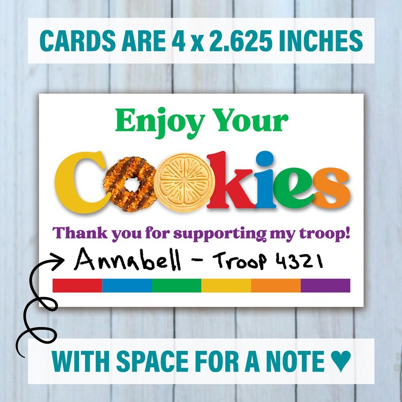 Girl Scout Cookies Thank You Cards, Girl Scout Thank You Tags - Etsy