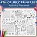 4th of July Kids Activity Sheet, Independence Day Coloring Sheet ...
