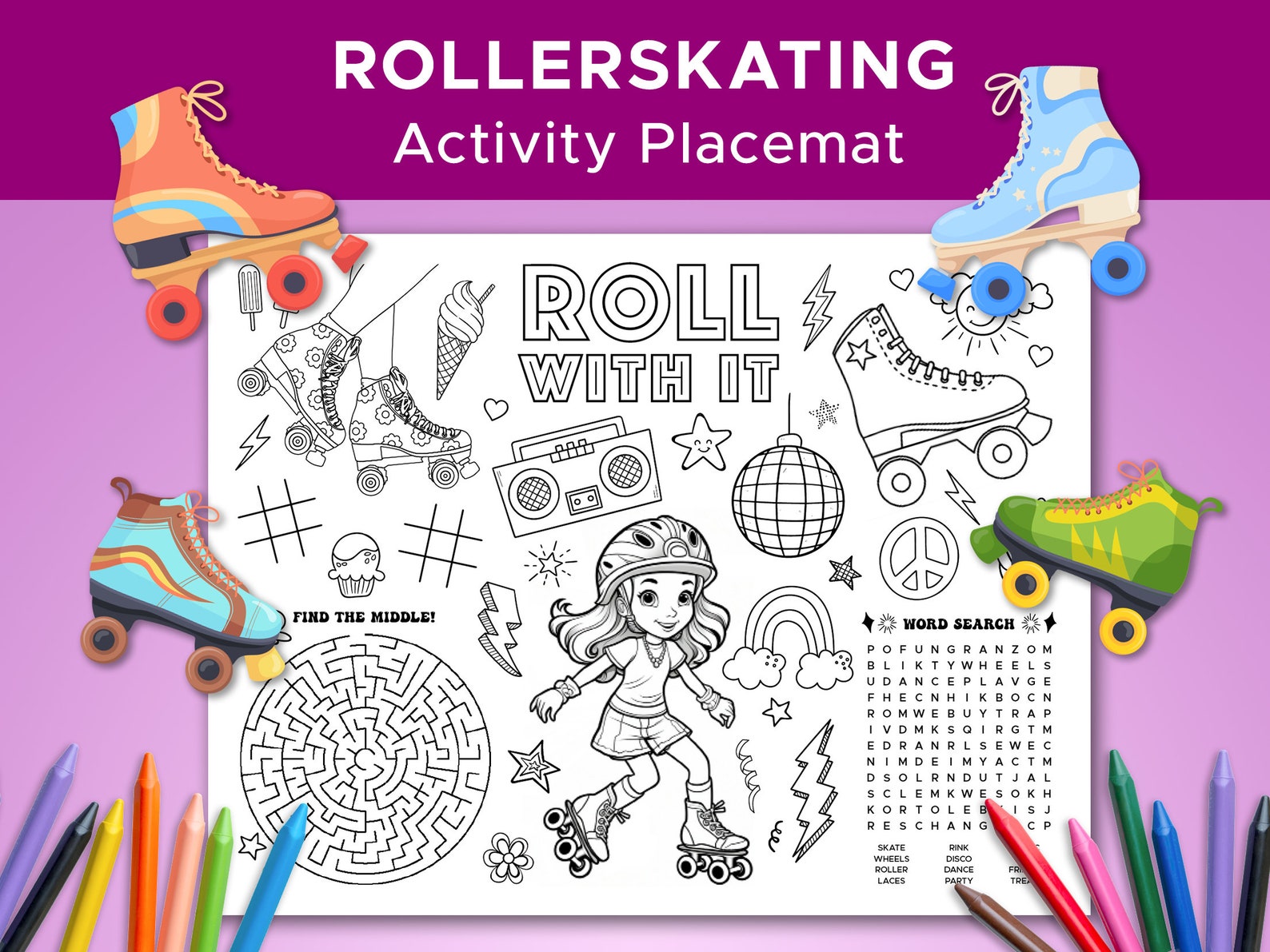 Rollerskating Themed Activity Sheet, Rollerskating Coloring Sheet ...