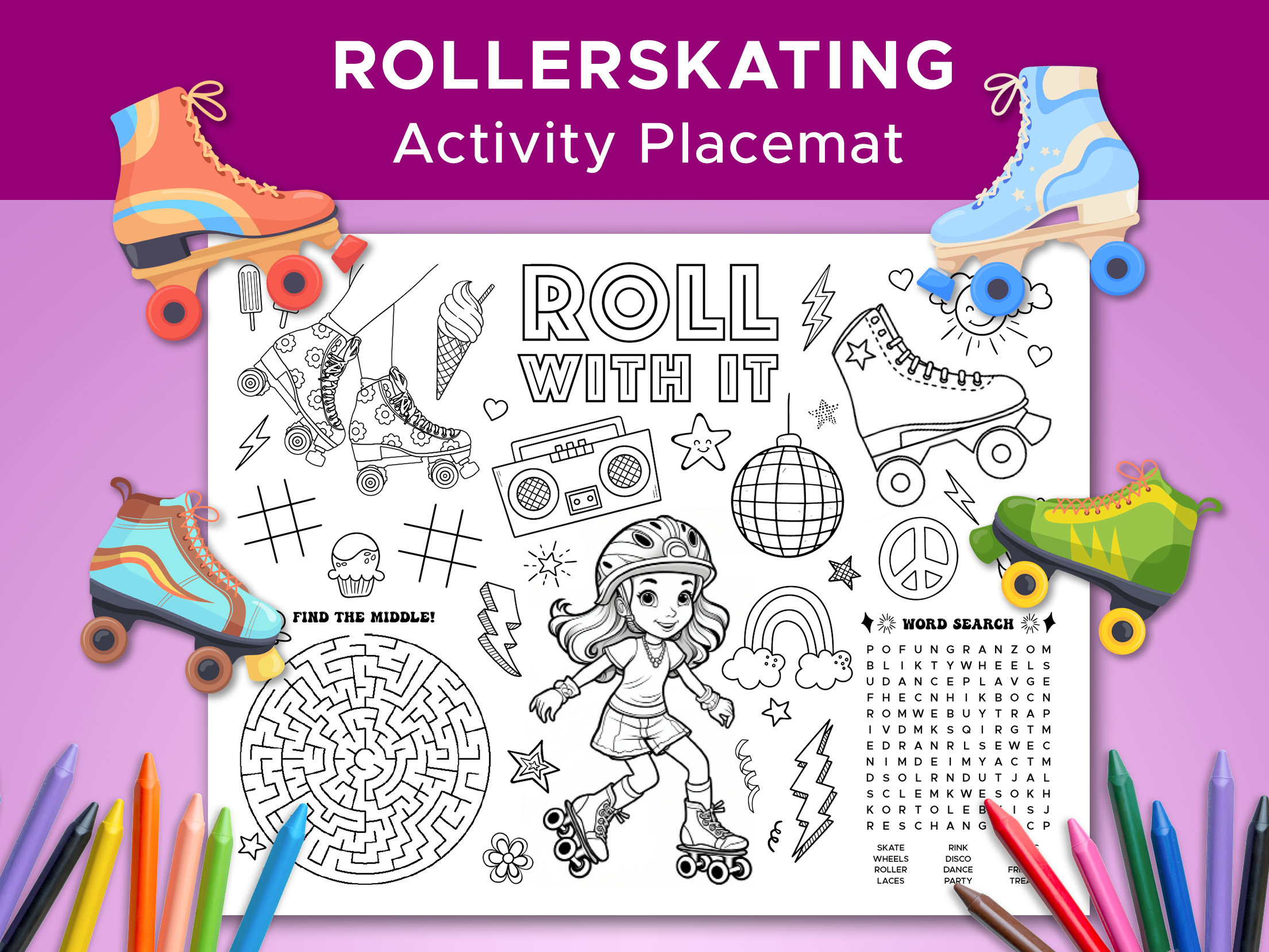 Rollerskating Themed Activity Sheet, Rollerskating Coloring Sheet ...