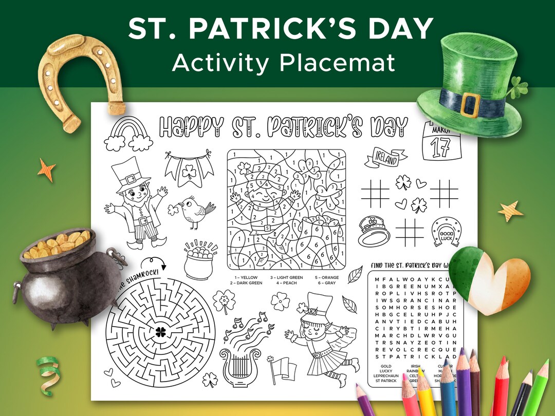St. Patrick's Day Themed Activity Sheet, St. Patrick's Day Coloring ...
