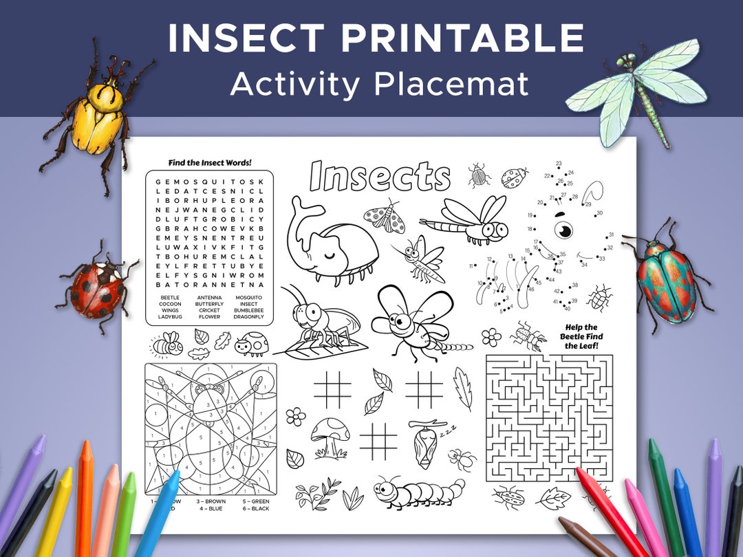 Insect Bug Themed Activity Sheet, Insect Coloring Sheet, Bug Party ...