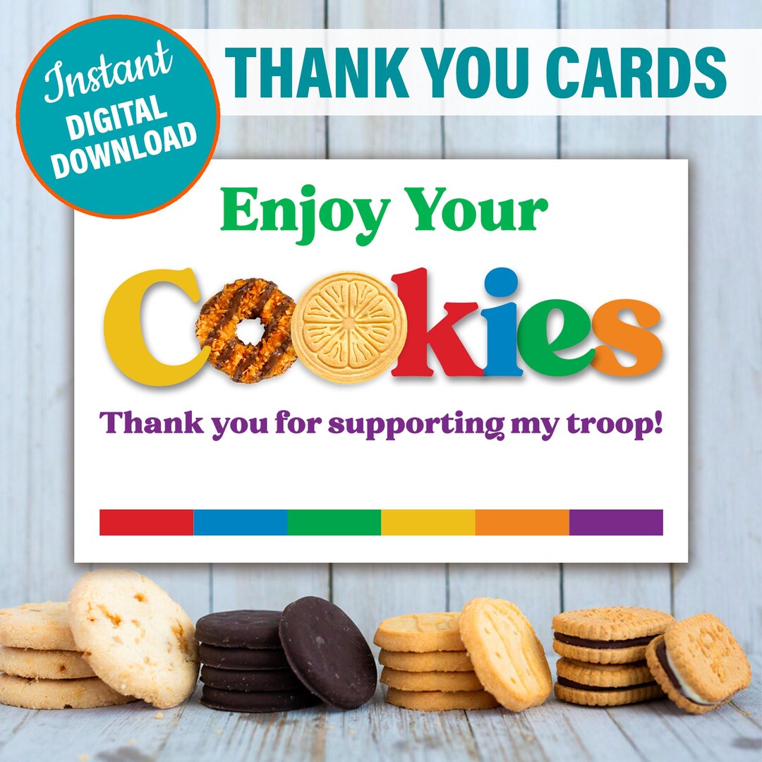 Girl Scout Cookies Thank You Cards, Girl Scout Thank You Tags - Etsy