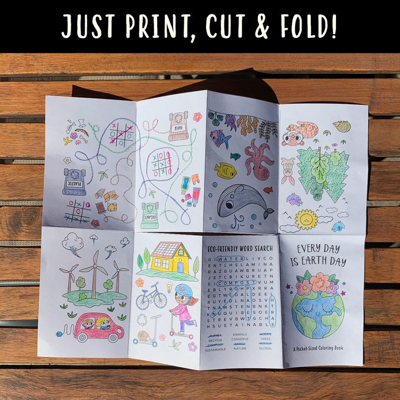 Pocket-sized Earth Day Coloring Book, Mini Coloring Book, Eco-friendly ...