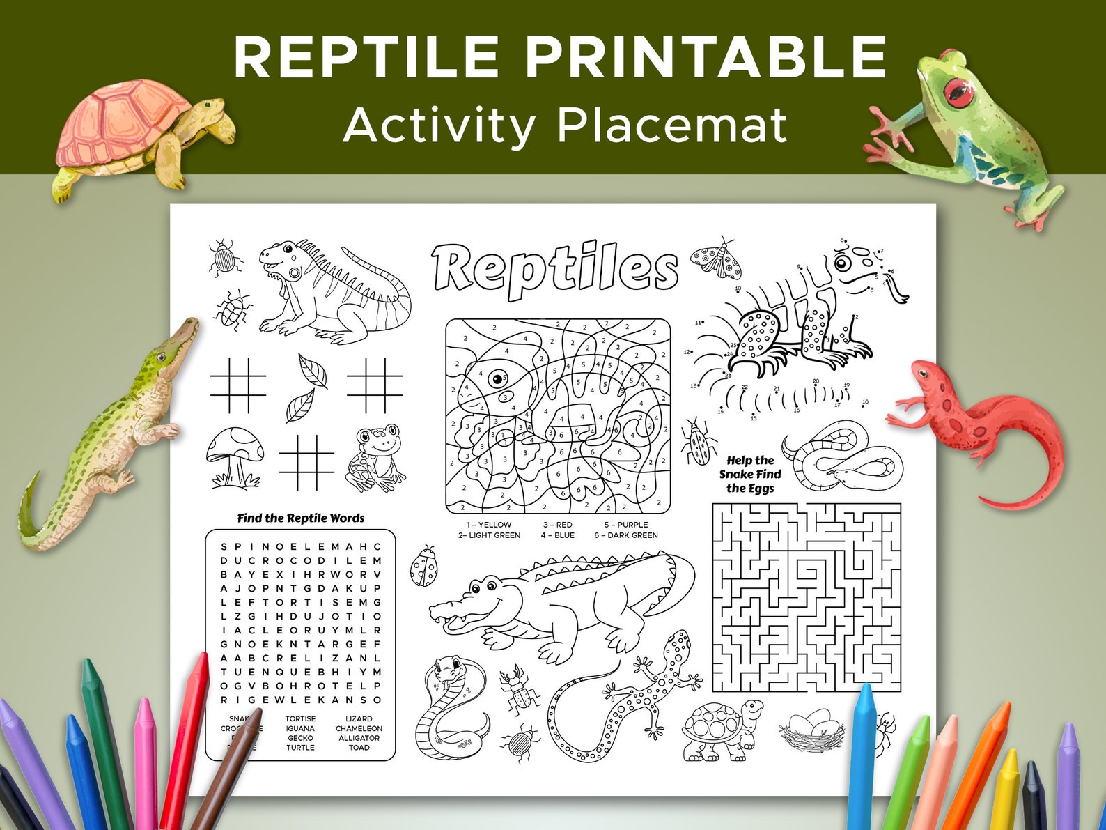 Reptile Themed Activity Sheet, Reptile Coloring Sheet, Reptile Party ...