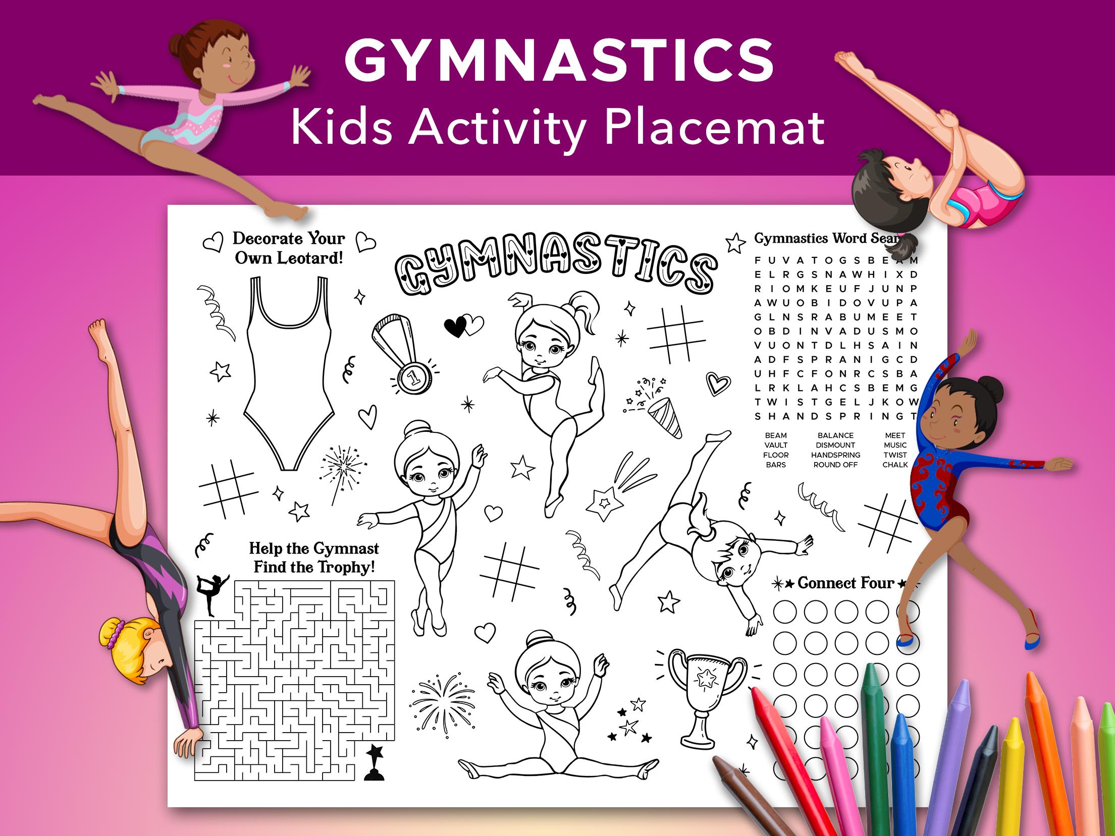 Gymnastics Themed Activity Sheet, Gymnast Coloring Sheet, Tumbling ...