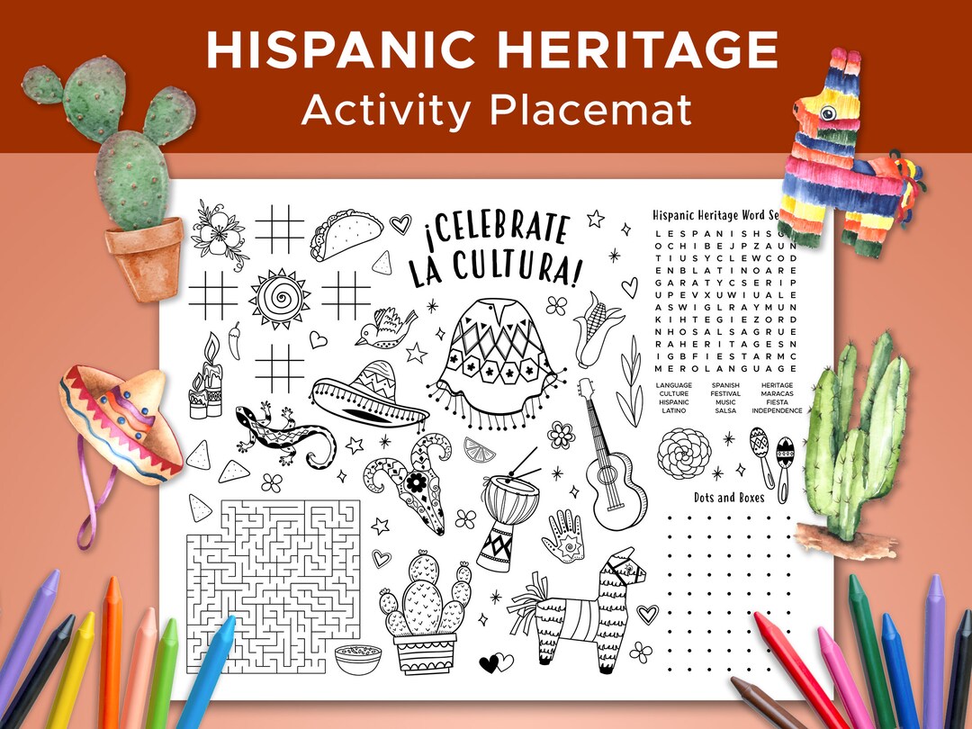 Hispanic Heritage Themed Activity Sheet, Kids Coloring Sheet, Printable ...