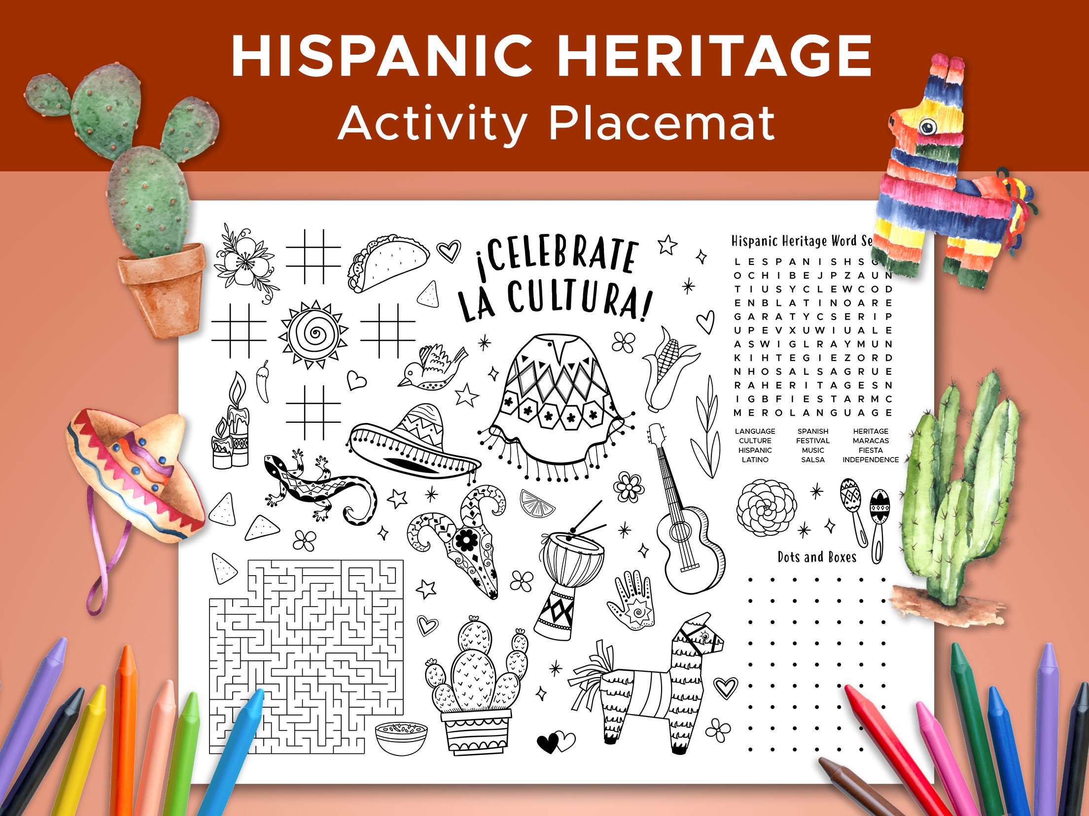 Hispanic Heritage Themed Activity Sheet, Kids Coloring Sheet, Printable ...