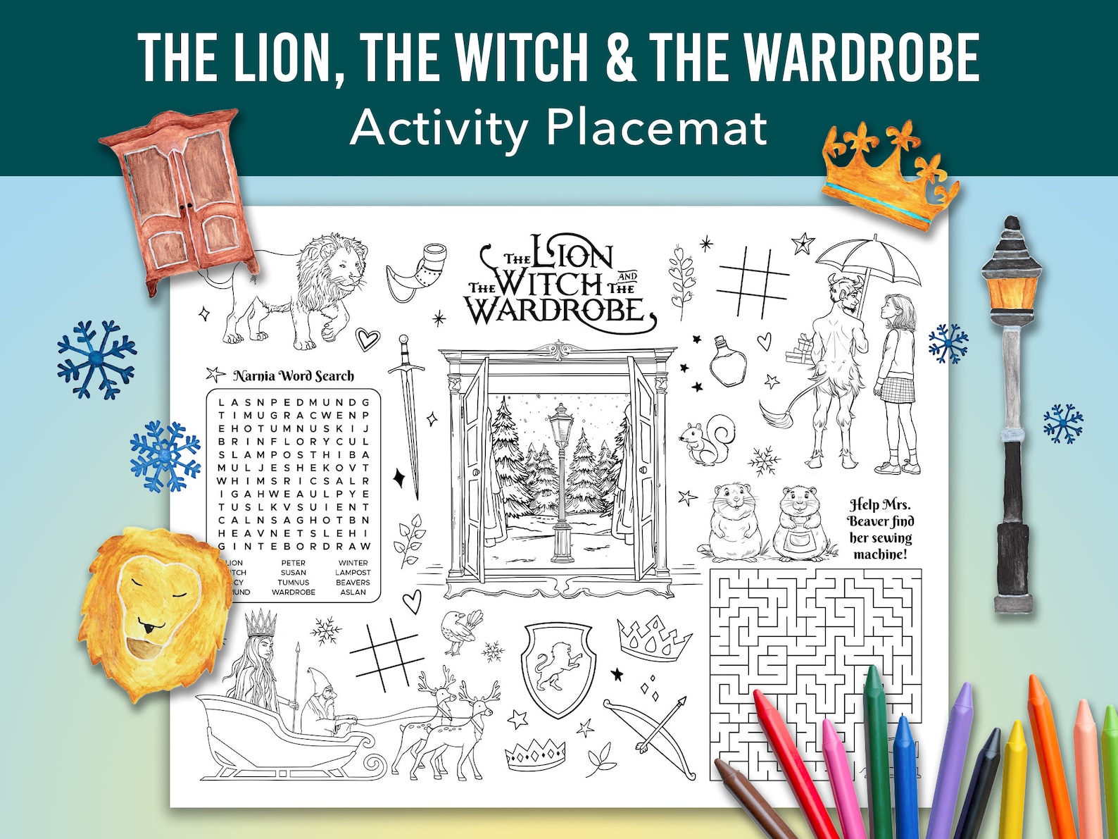 Narnia Themed Kids Activity Sheet, the Lion, the Witch, and the ...