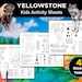 Yellowstone National Park Kids' Educational Activity Sheets – 4 Pages ...
