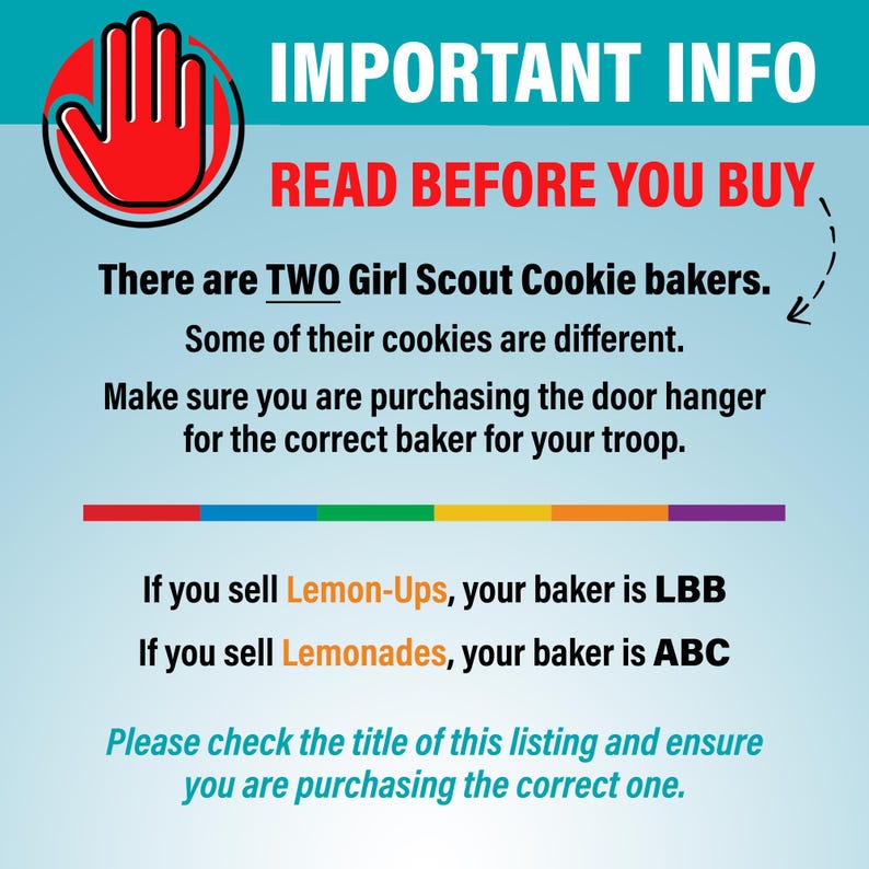Editable Girl Scout Cookie Door Hanger—lbb Bakers, Printable 8.5 X 11 ...