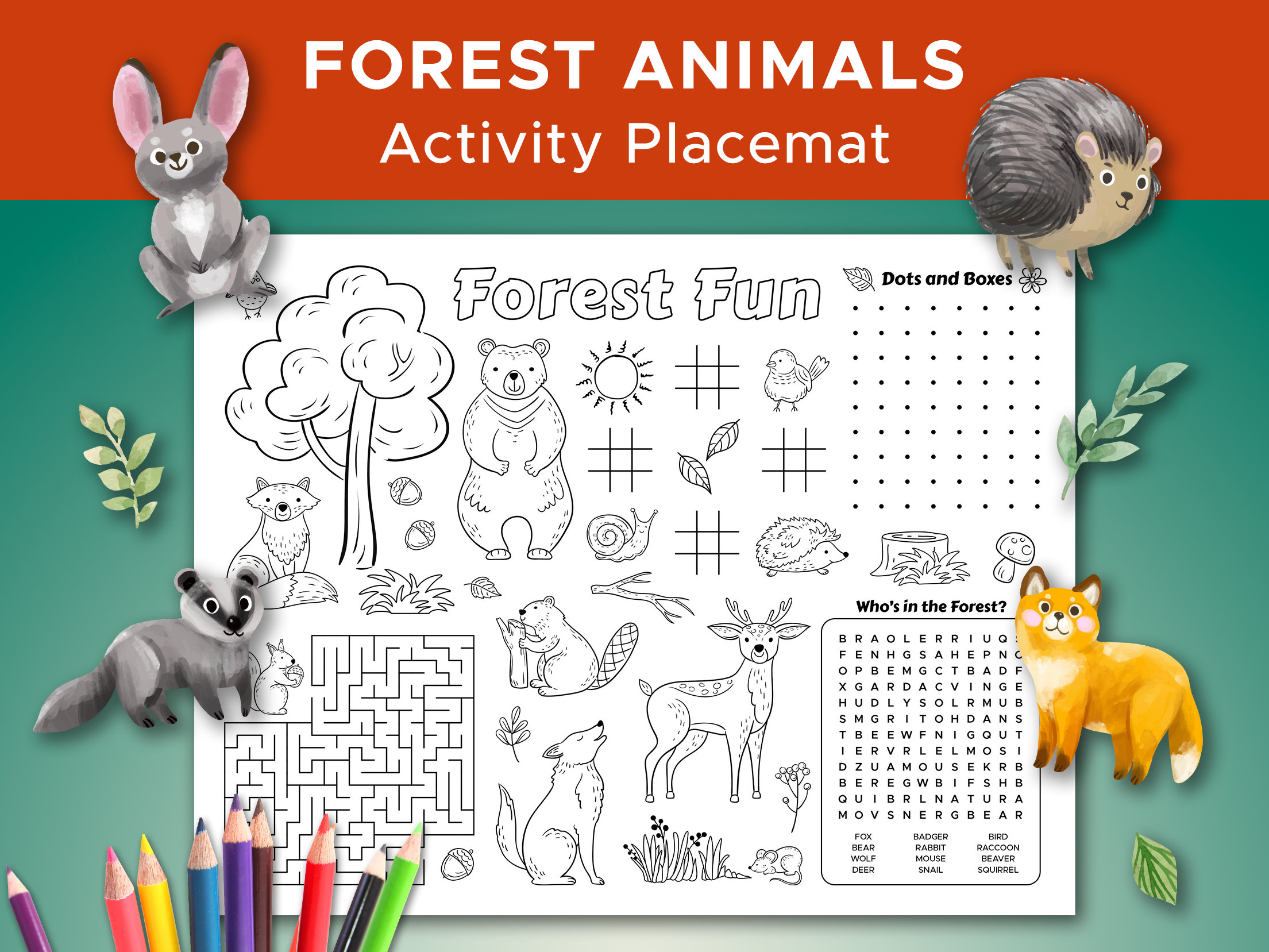 Forest Animals Themed Activity Sheet, Forest Animals Coloring Sheet ...