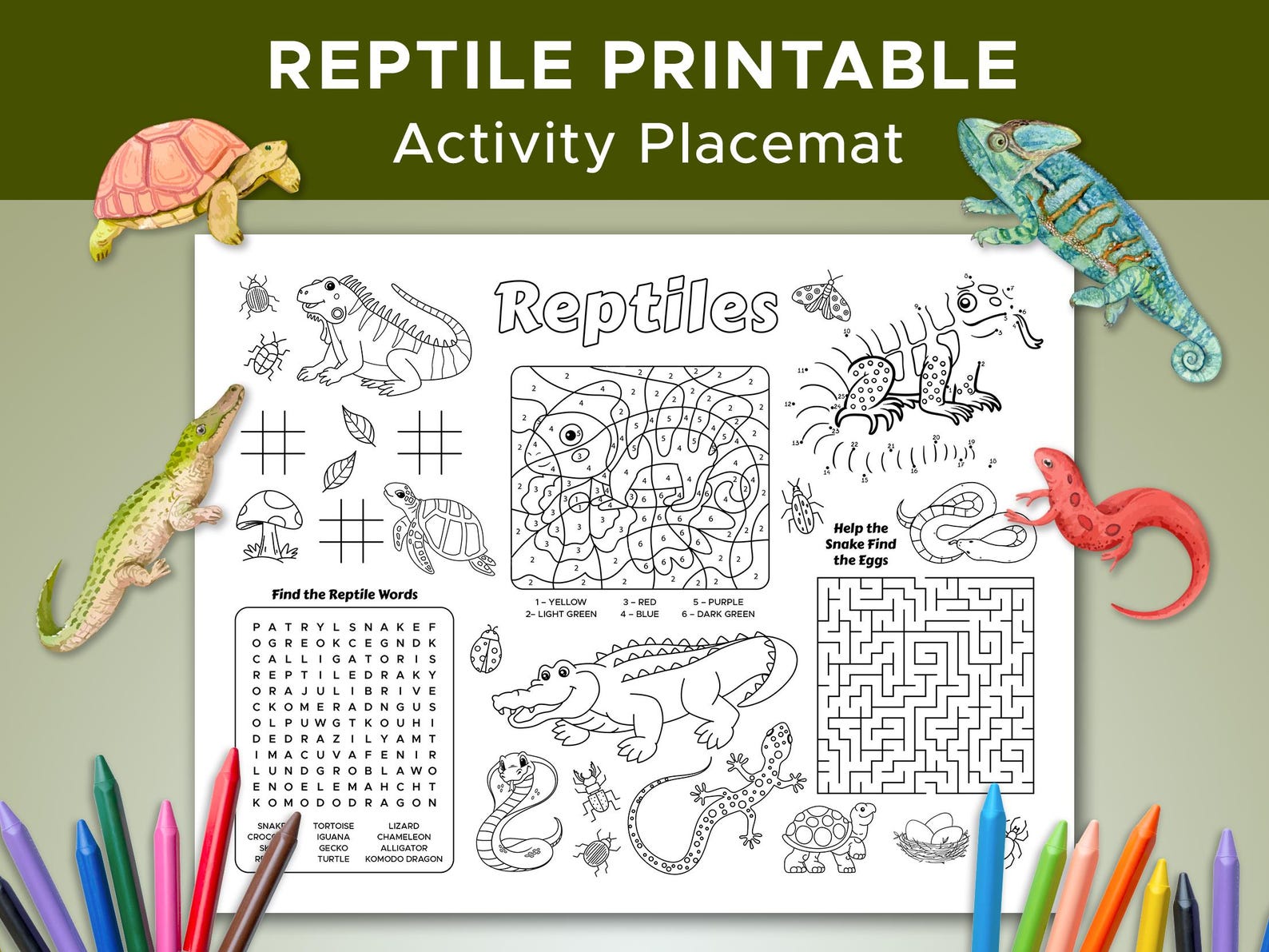 Reptile Themed Activity Sheet, Reptile Coloring Sheet, Reptile Party ...