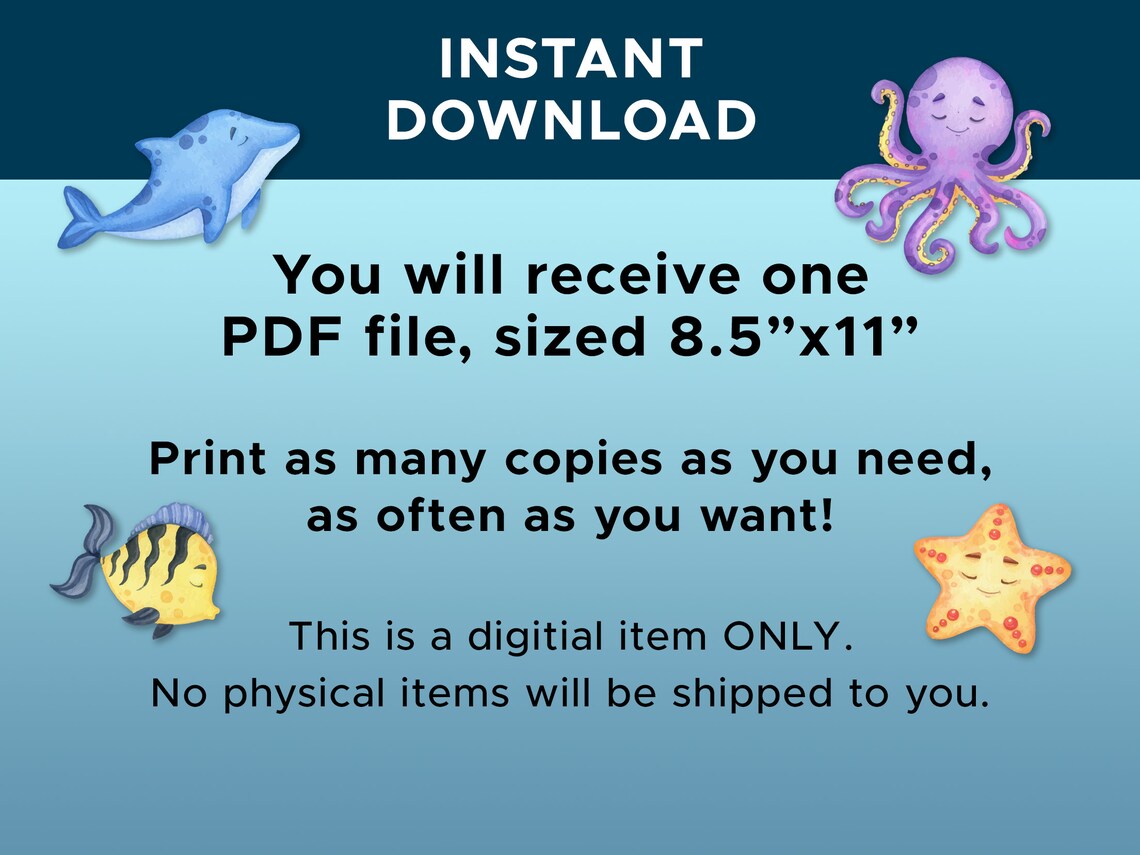 Ocean Themed Activity Sheet, Sea Creature Coloring Sheet, Under the Sea ...