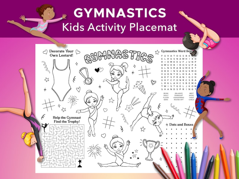 Gymnastics Themed Activity Sheet, Gymnast Coloring Sheet, Tumbling ...