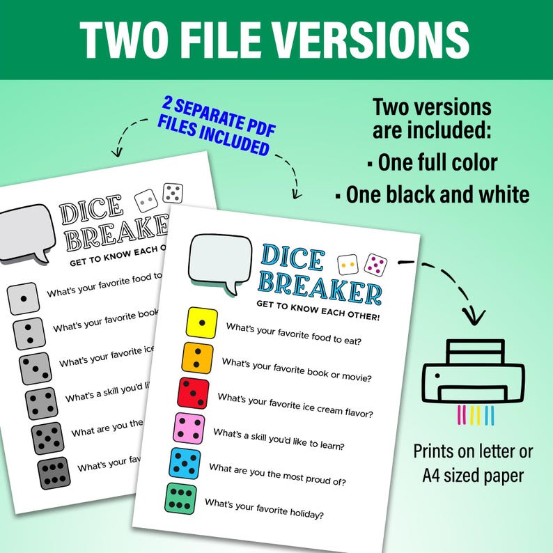 Dicebreaker Game, Fun Icebreaker Activity, Team Building, Roll and ...