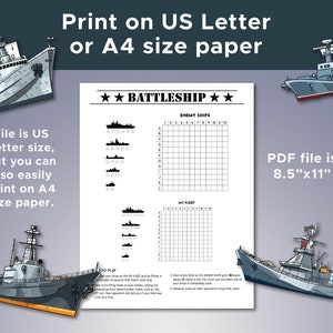 Printable Battleship Game, Road Trip Game, Kid Activity, Paper Game - Etsy