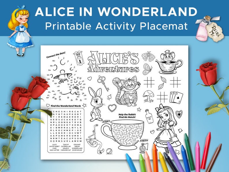 Alice in Wonderland Activity Sheet Alice in Wonderland - Etsy