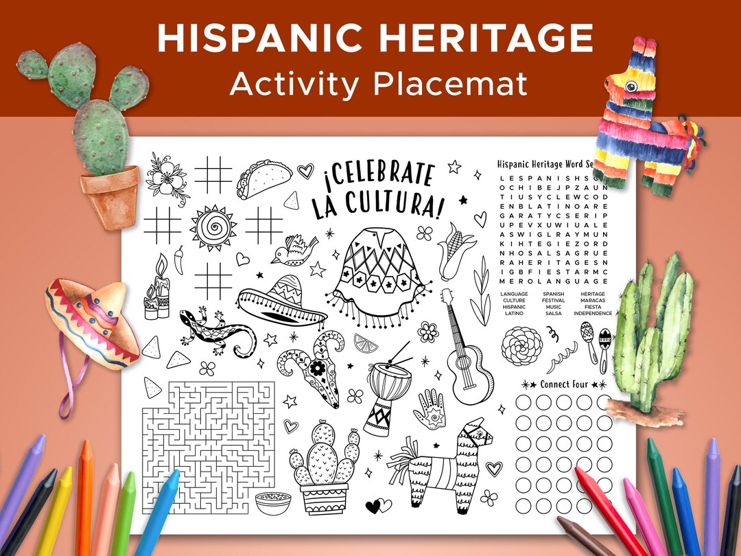 Hispanic Heritage Themed Activity Sheet, Kids Coloring Sheet, Printable ...