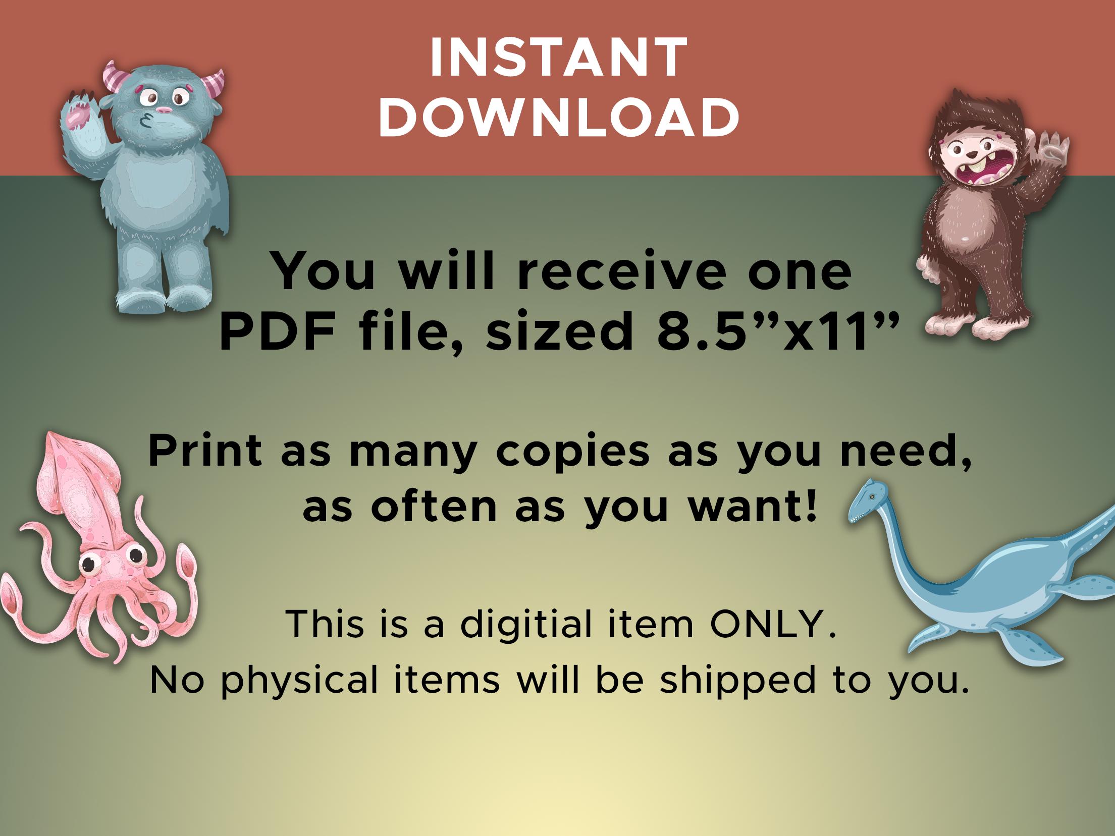 Cryptid Themed Kids Activity Sheet, Legendary Creatures Coloring Sheet ...