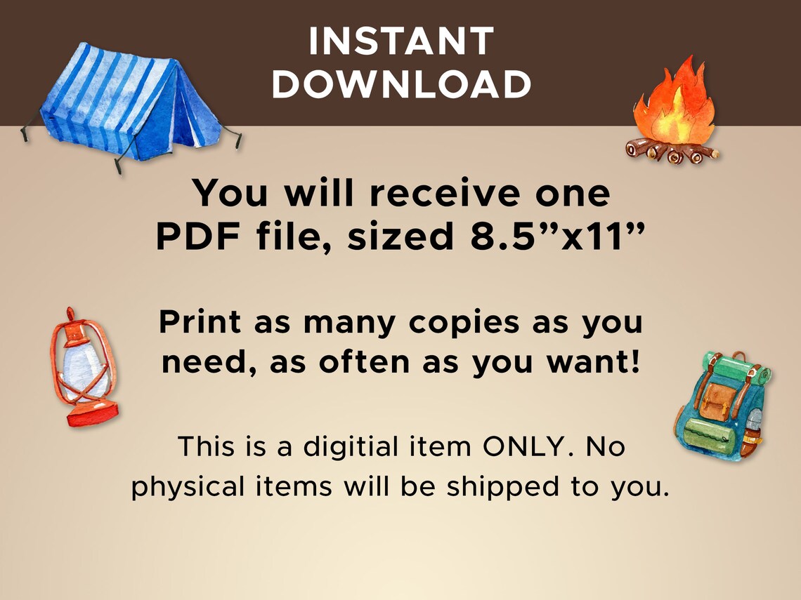 Camping Themed Activity Sheet, Camping Coloring Sheet, Camping Party ...