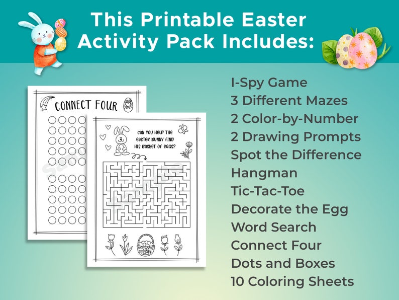Easter Activity Sheets, 25 Pages, Printable, Easter Kids Activities ...