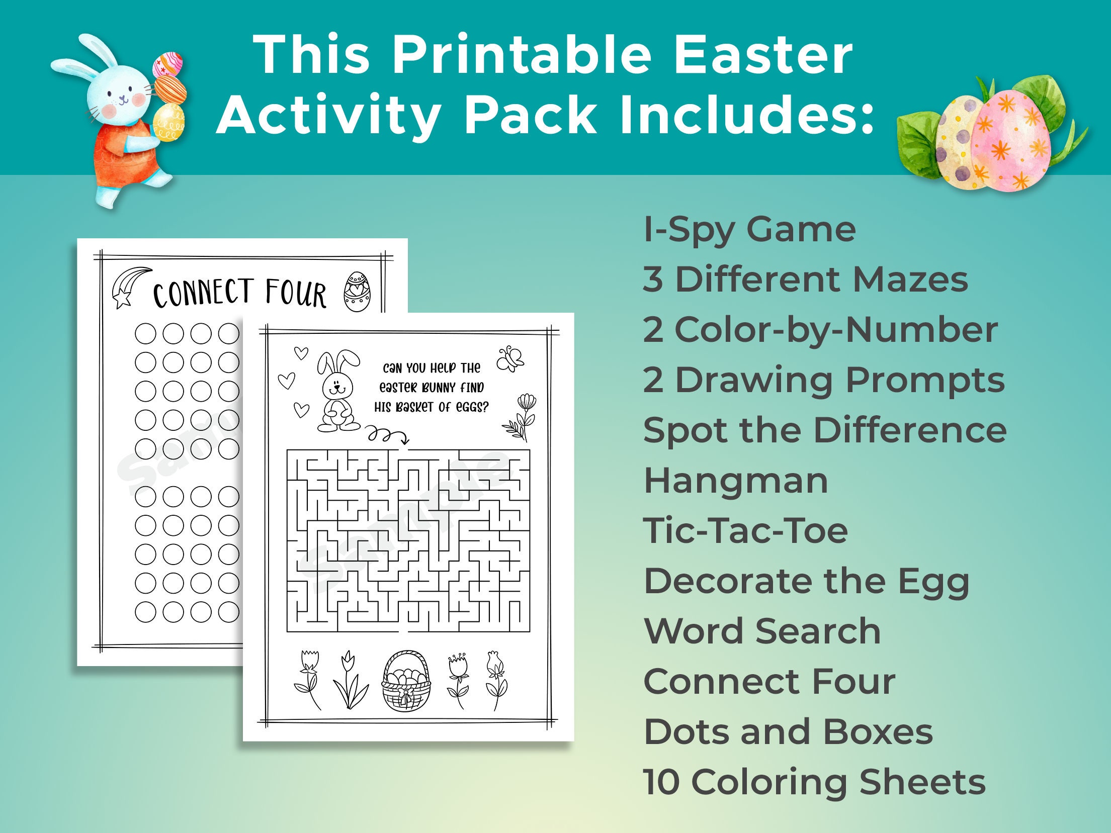 Easter Activity Sheets, 25 Pages, Printable, Easter Kids Activities ...
