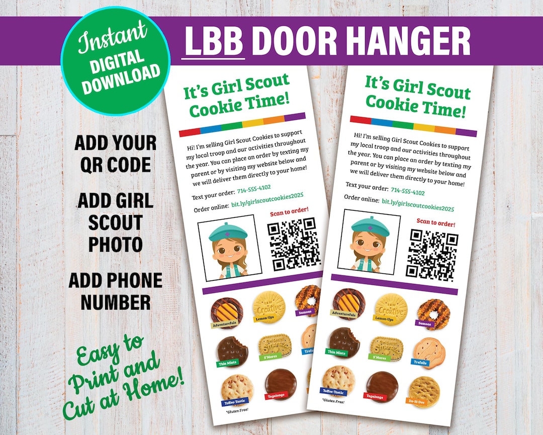 Editable Girl Scout Cookie Door Hanger—lbb Bakers, Printable 8.5 X 11 ...