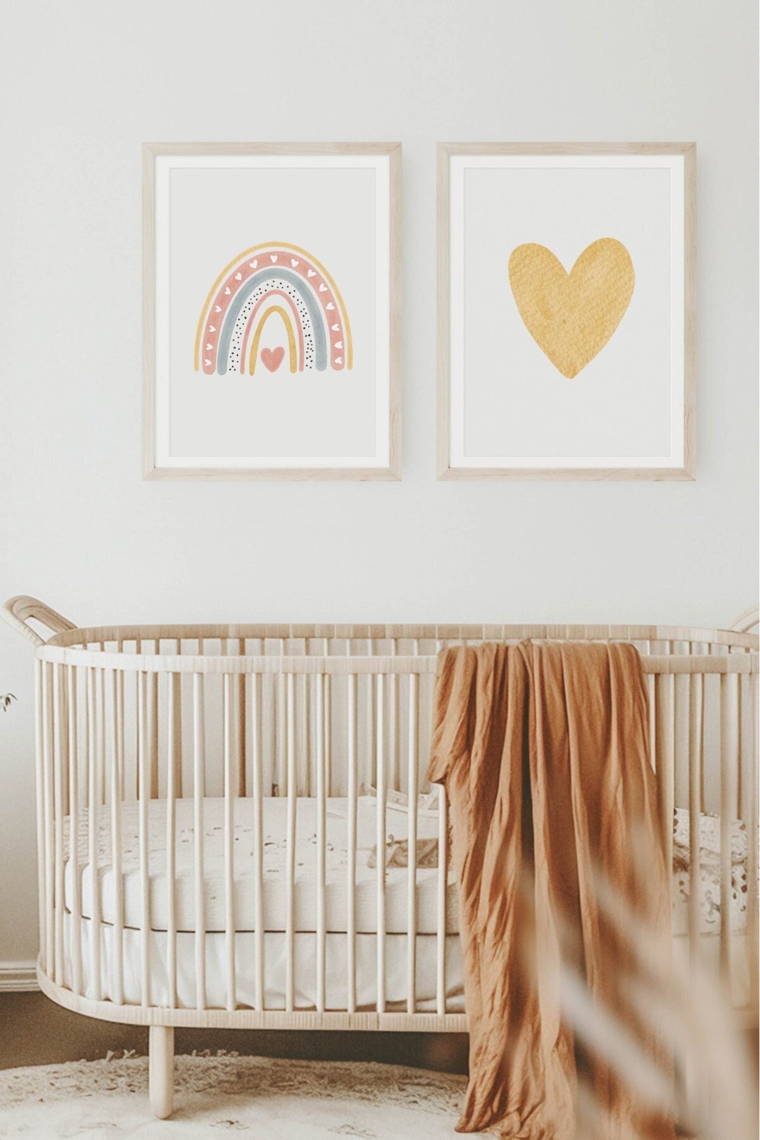 Boho Rainbow Nursery Instant Download - Set of 2, Boho Nursery, Rainbow ...