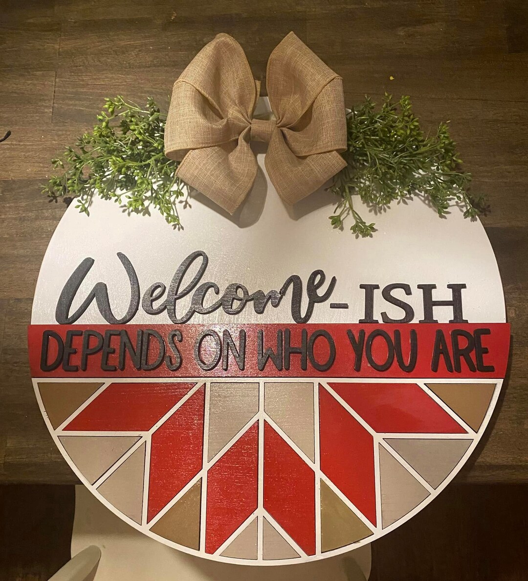 Welcome-ish Door Hanger| Depends on Who You Are Door Hanger| Funny Door ...