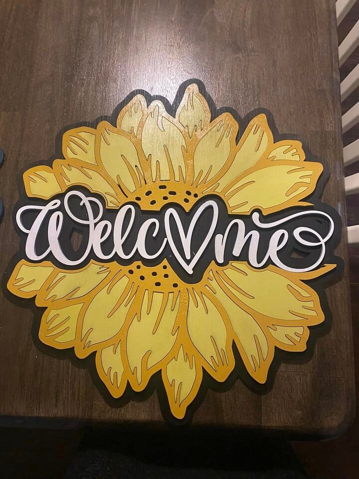 Sunflower Welcome Door Hanger| Sunflower Door Hanger| Welcome Sign ...