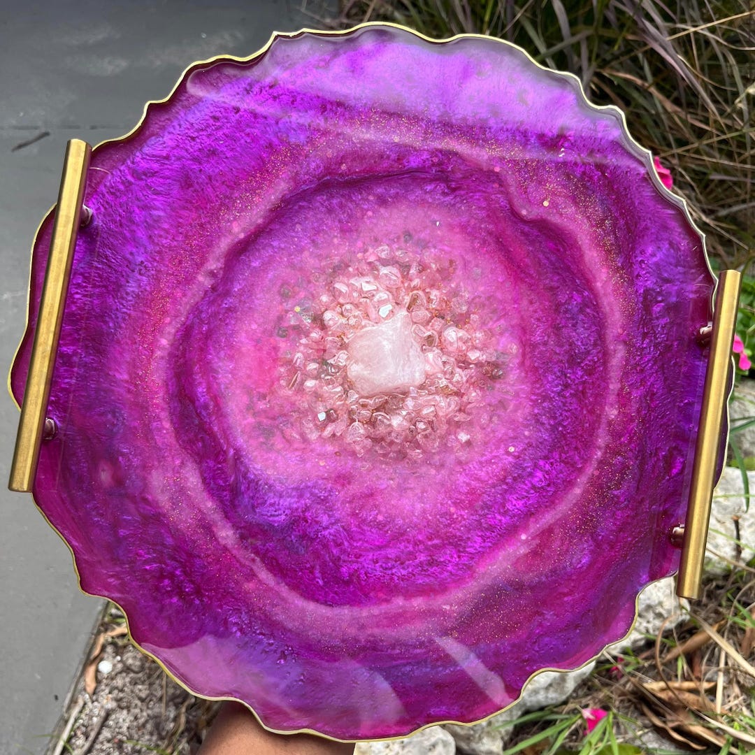 Purple Geode Resin Tray/13 Circular Tray/epoxy Resin/purple/candle Tray/original Design/home ...
