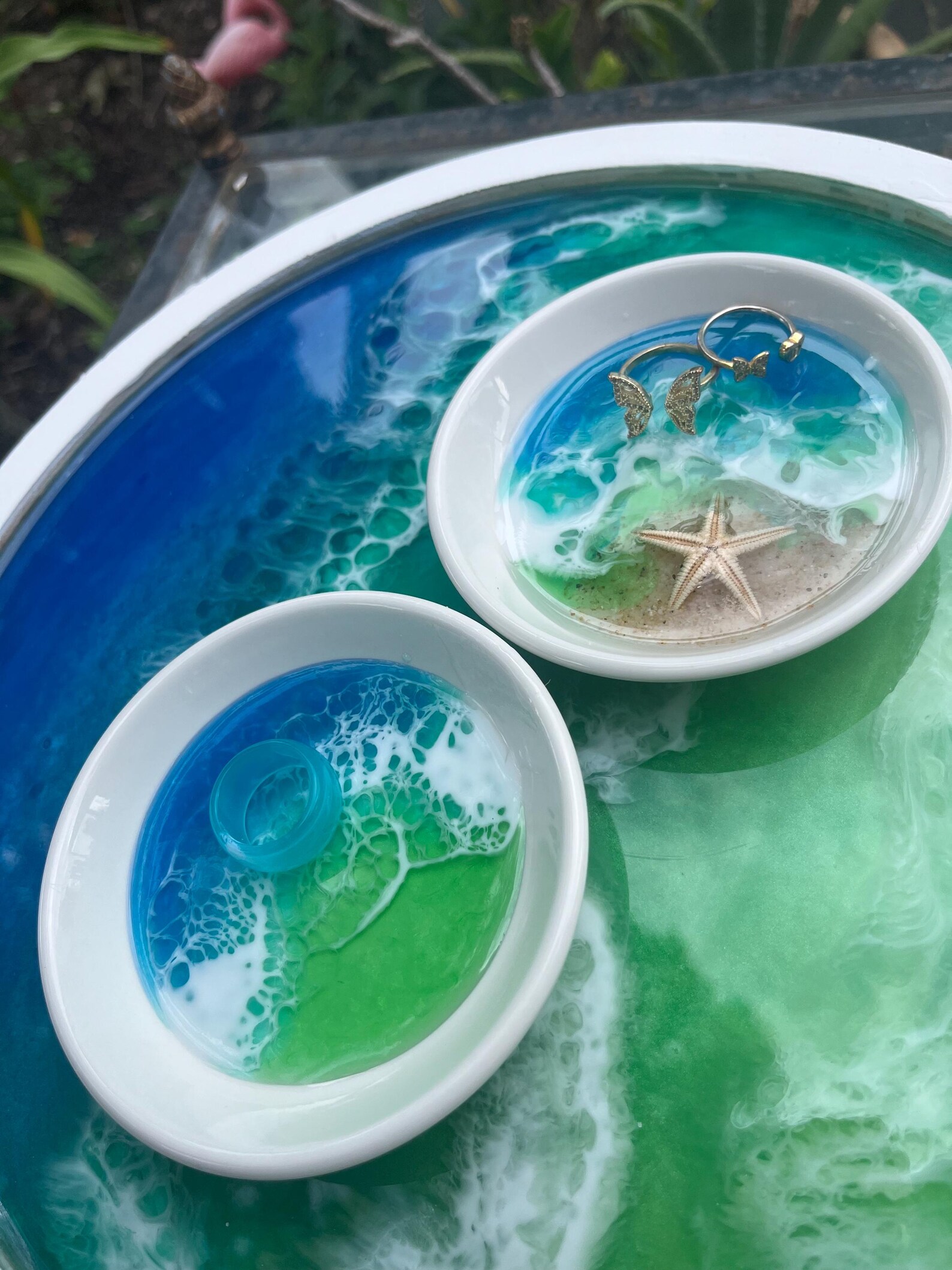 Ceramic Ocean Ring Dish/ Wedding Gift/1-piece/rings/ Pearl/epoxy ...