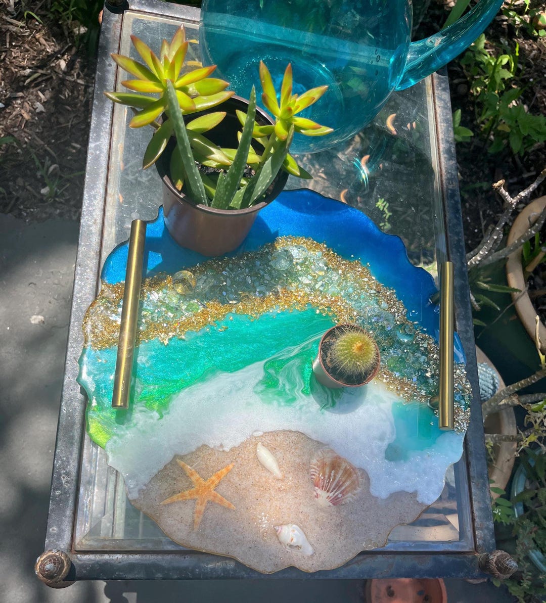 Ocean Geode Resin Tray/13” Circular Tray/epoxy Resin/candle Tray ...