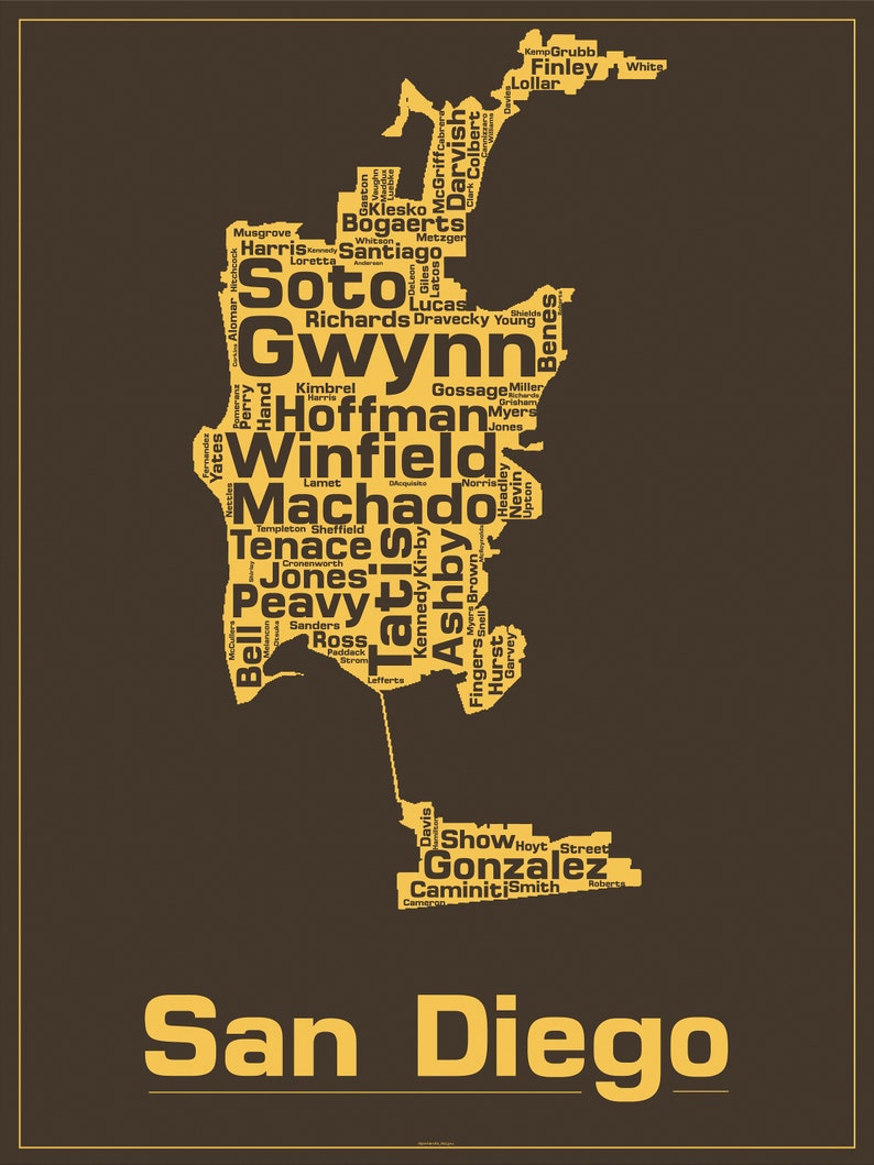 San Diego Padres Map Poster - Etsy