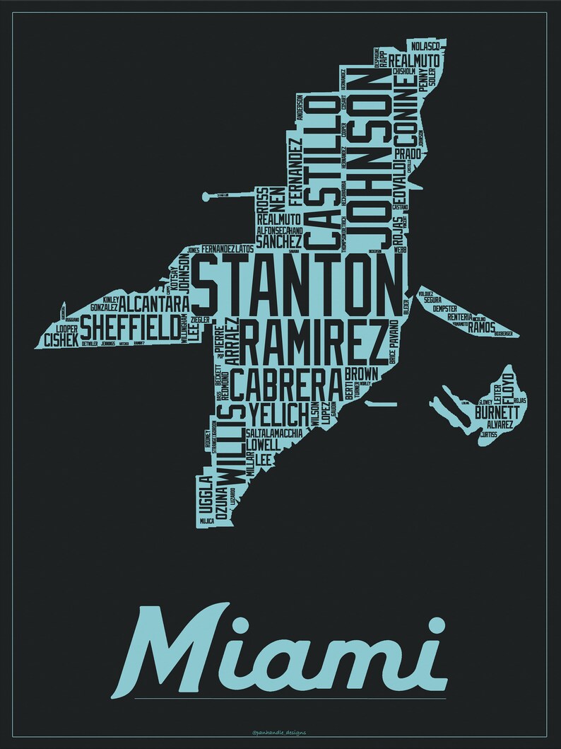 Miami Marlins Map Poster - Etsy