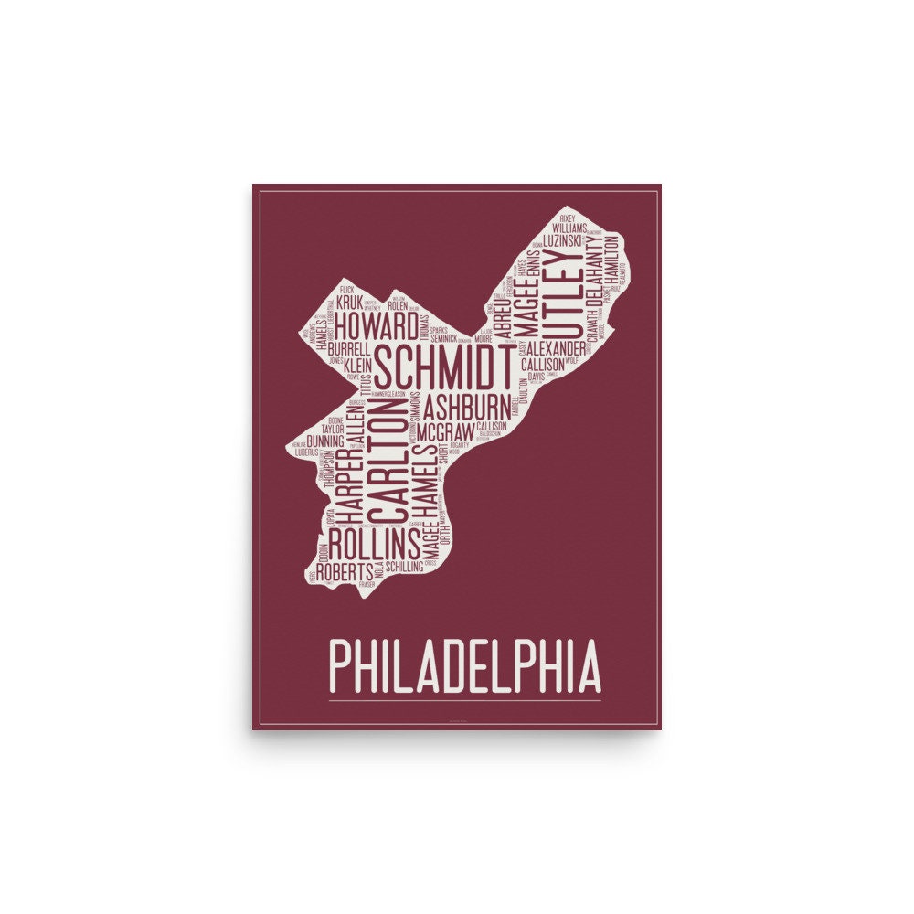 Philadelphia Phillies Map Poster - Etsy