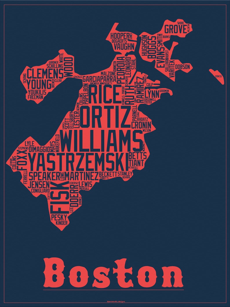 Boston Red Sox Map Poster - Etsy