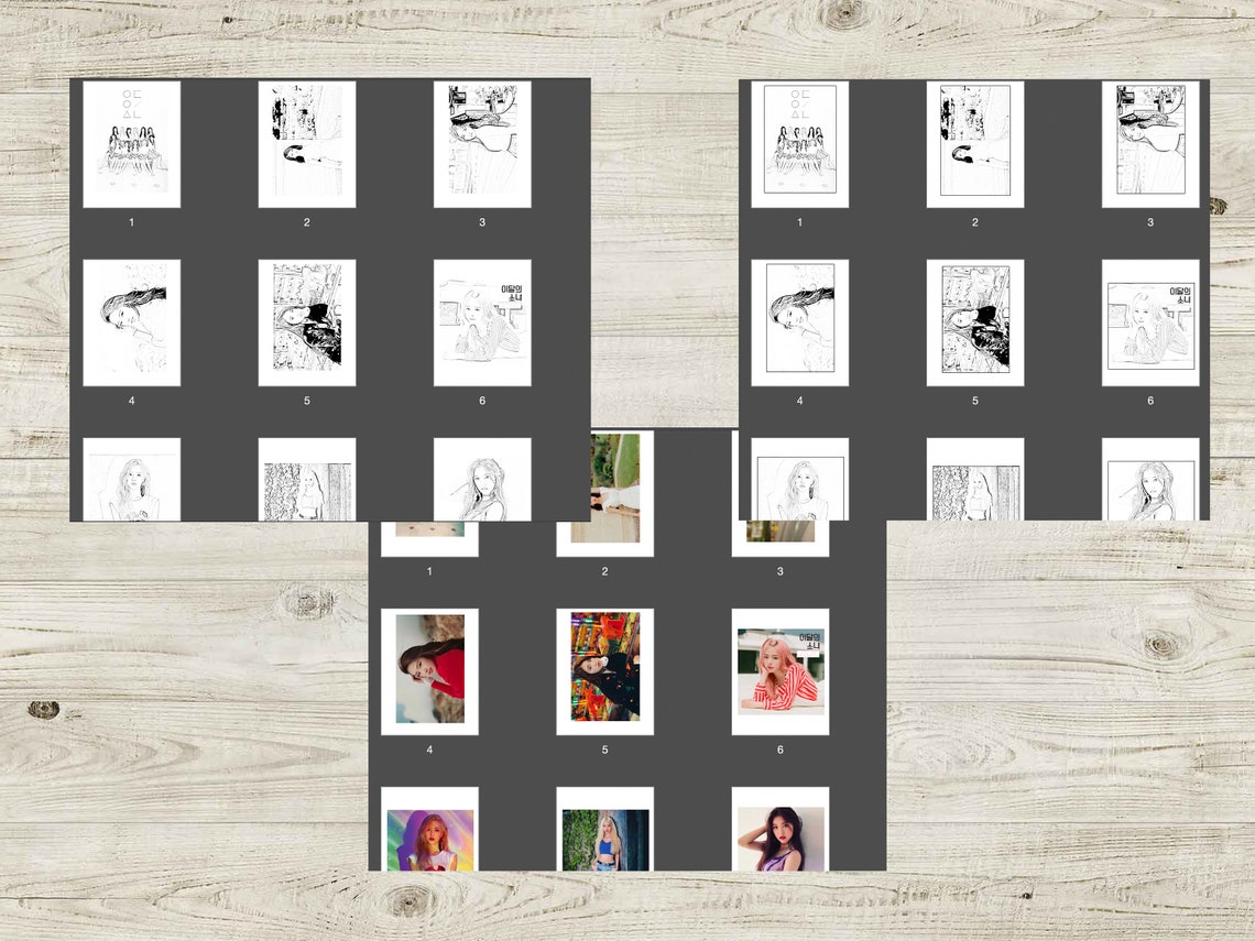 LOONA Grayscale Coloring Book, 22 Kpop Coloring Pages, Digital Download ...