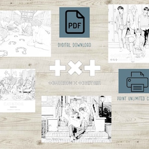 TXT Grayscale Coloring Book, 26 Kpop Coloring Pages, Digital Download ...