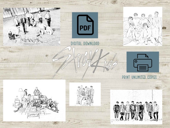 STRAY KIDS Grayscale Coloring Book 38 Kpop Coloring Pages - Etsy