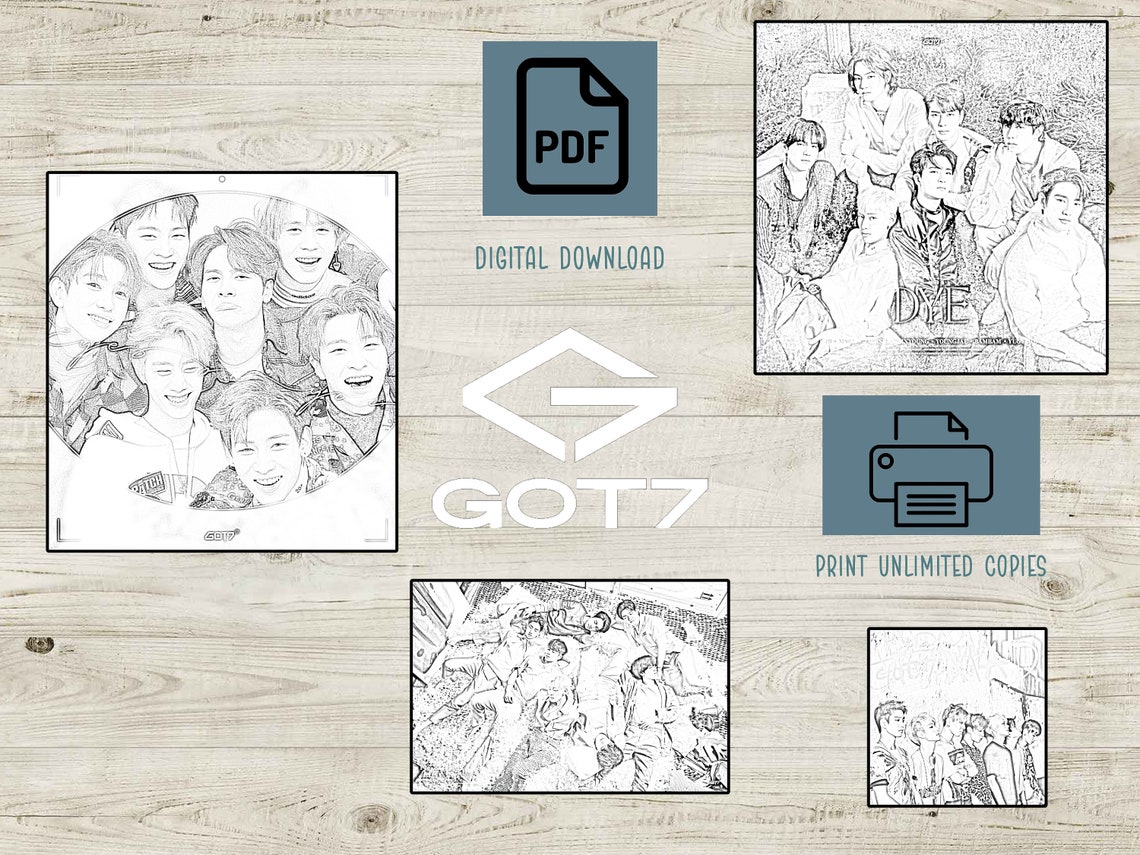 GOT7 Grayscale Coloring Book 36 Kpop Coloring Pages Digital - Etsy