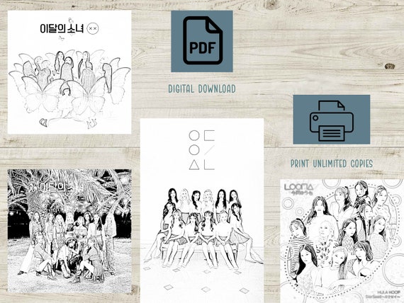 LOONA Grayscale Coloring Book 22 Kpop Coloring Pages Digital - Etsy