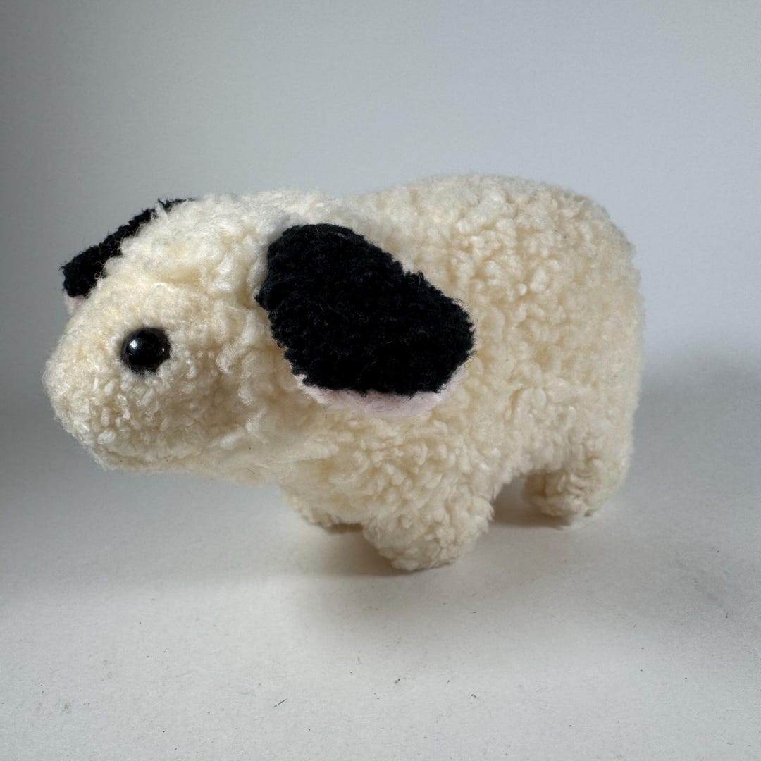 Gund Vintage Plush Woolie Lamb Sheep 7" Rattles Sherpa Cream Black 1986 ...