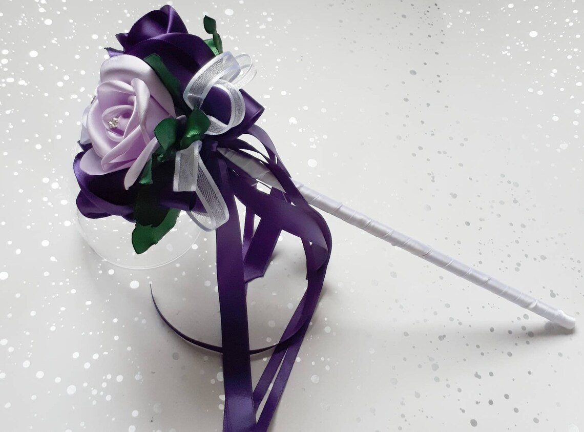 Flower Girl Wand, Rose Flower Girl Wand, Purple Wedding Wand - Etsy