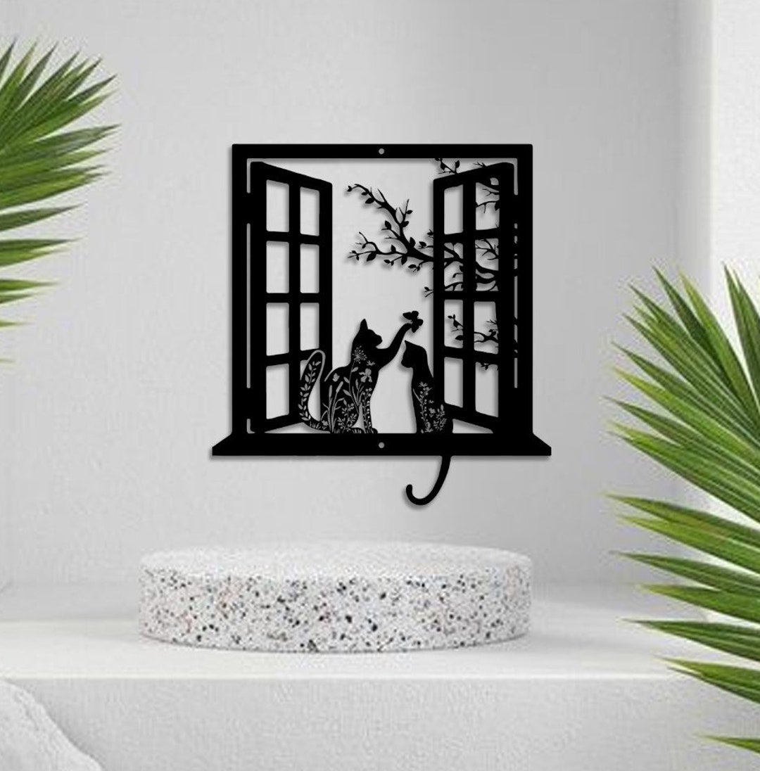 Cats in Window Wall Art Cat Metal Wall Art Cat Decor Cat - Etsy