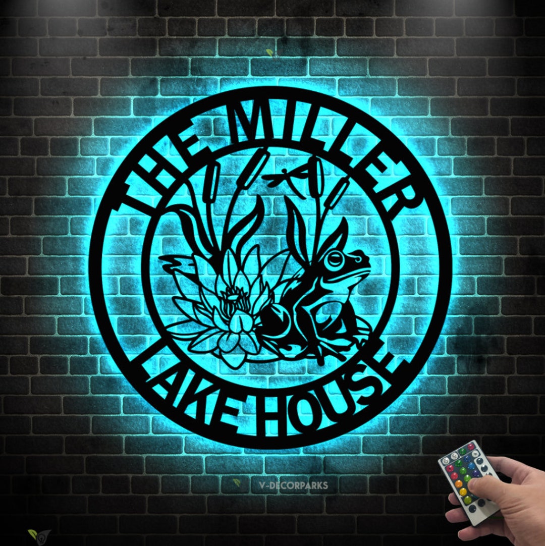 Personalized Frog Family Name Sign LED Light Metal Wall Decor - Etsy