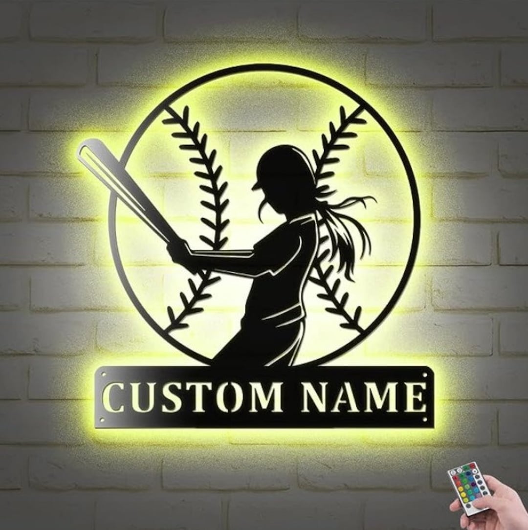 Personalized Softball Swing Metal Wall Art With LED Lights - Etsy