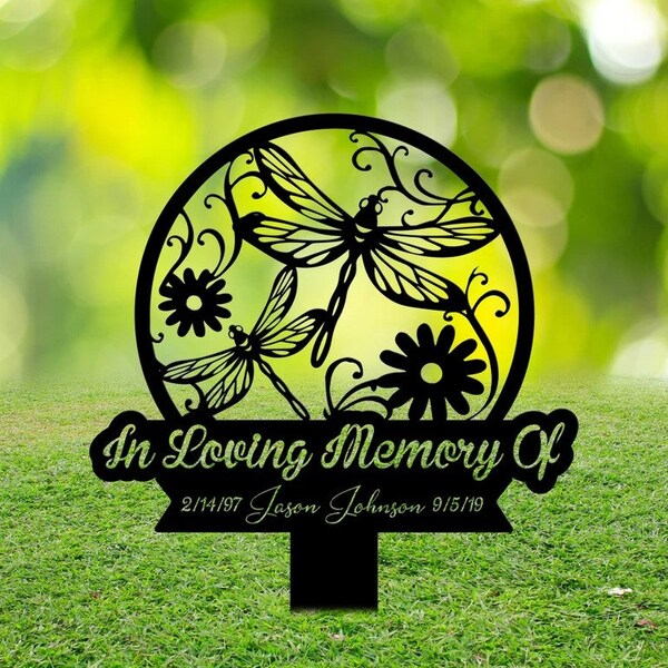 Dragonfly Memorial Stone - Etsy