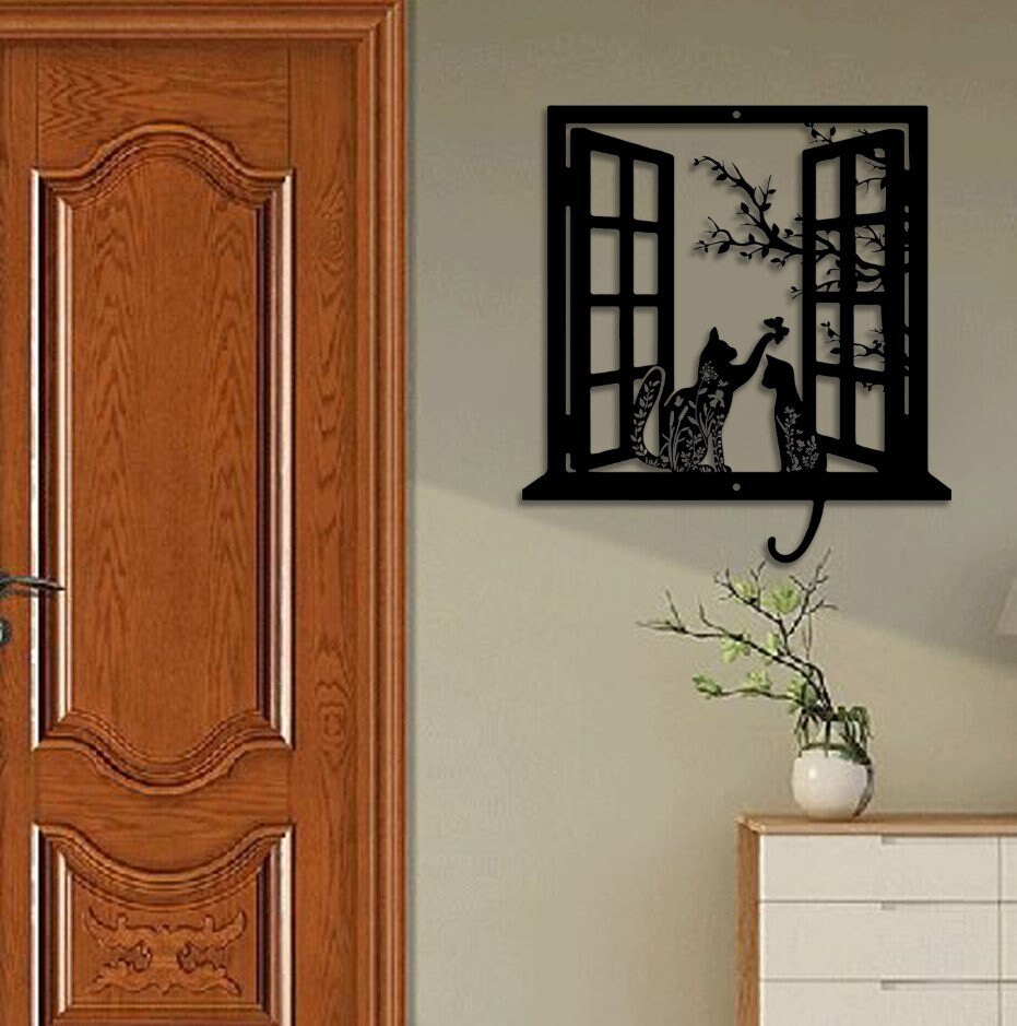 Cats in Window Wall Art Cat Metal Wall Art Cat Decor Cat - Etsy